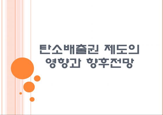 [배출권] 탄소배출권 제도의 영향과 향후전망.PPT자료