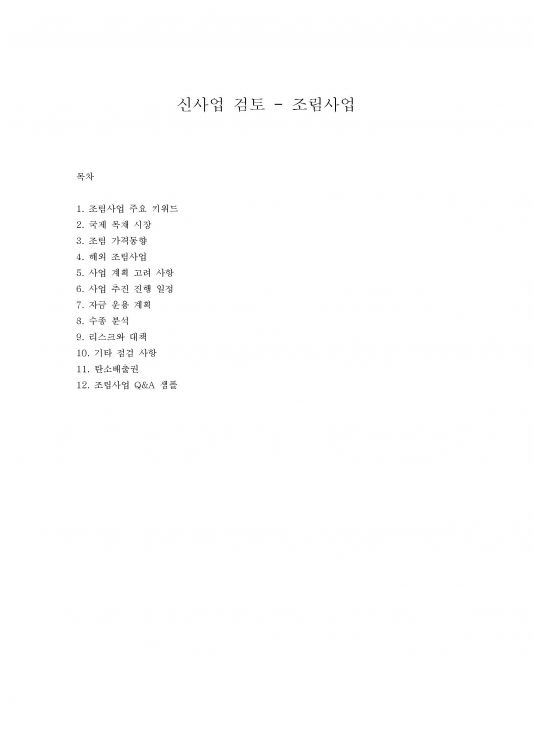 해외 조림사업(탄소배출 관련) 기획서_090616