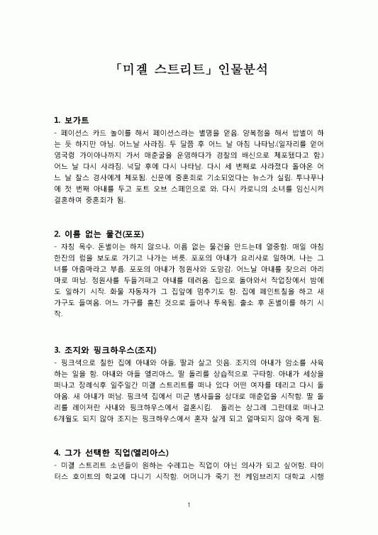 미겔스트리트인물분석