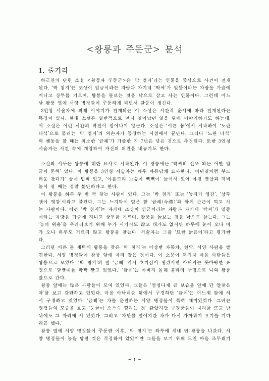 <왕릉과 주둔군> 분석 _ 하근찬 저