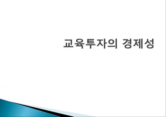 [사회과학] 교육투자의 경제성