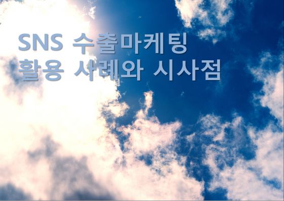 SNS(Social Network Service) 수출마케팅 활용 사례와 시사점.PPT자료