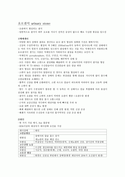 요로결석(urinary stone) 문헌고찰