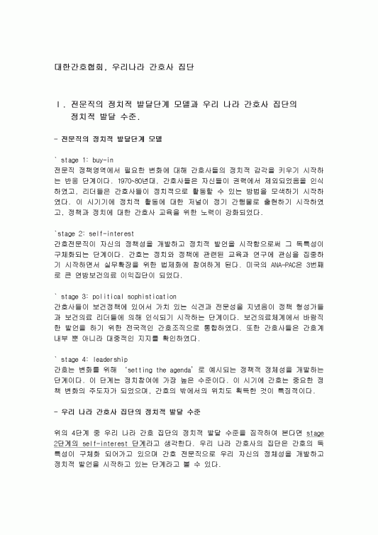 대한간호협회, 우리나라 간호사 집단