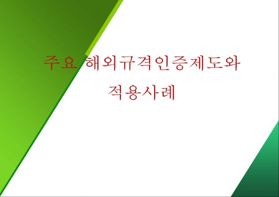 주요 해외규격인증제도와 적용사례.PPT자료