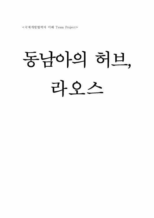 라오스 원조 방안 보고서