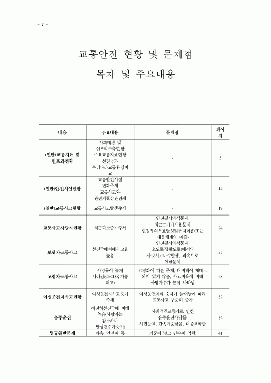 교통안전현황및 문제점