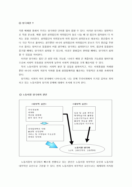 노동시장의 양극화 문제에 대해서