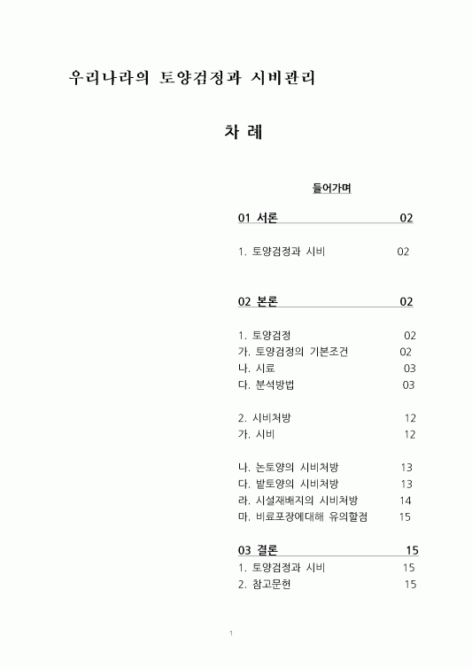 우리나라의 토양검정과 시비관리