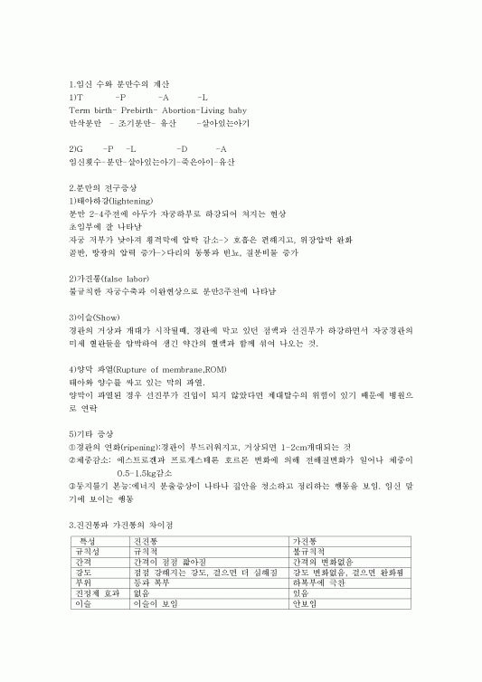 모성간호학 요약