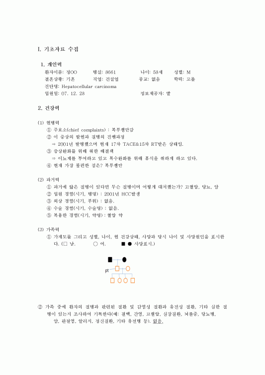 [간호사례 연구] 간호학 - 간암 case