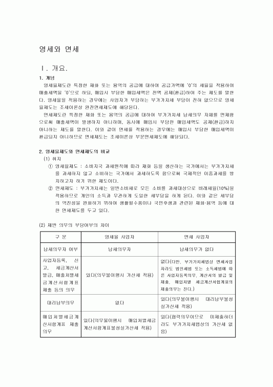 [세무학] 부가세 - 영세와 면세에 대해서