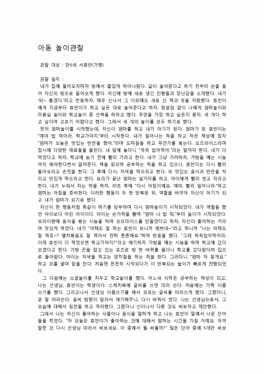 아동 놀이관찰