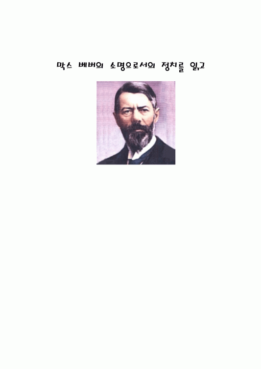 [독후감] 막스 베버의 소명으로서의 정치를 읽고
