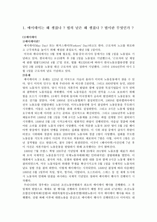 [노동법 관련] 메이데이에 대해서