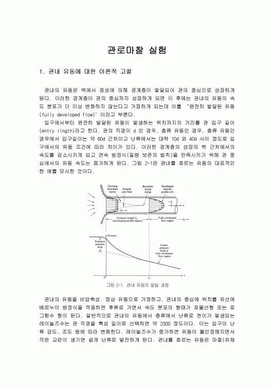 [공학/컴퓨터/통신] 관로마찰 실험