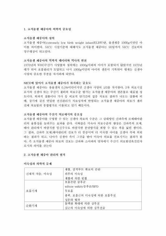 초미숙아 정리