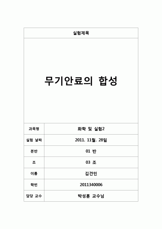 무기안료의 합성