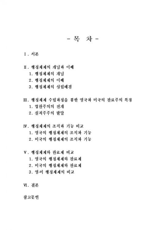 2013년 1학기 비교행정론 중간시험과제물 D형(영국과미국의행정체제비교)