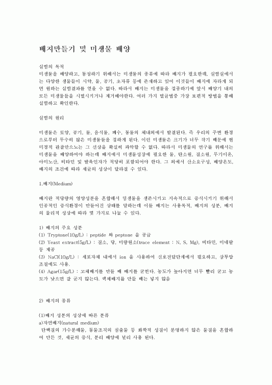 배지, 미생물키우기