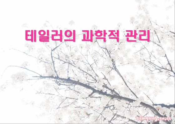 테일러의 과학적 관리 (경영학 역사, 테일러와 과학적 경영 설명, 테일러의 추종자, 과학적 경영의 역사적 의미).PPT자료