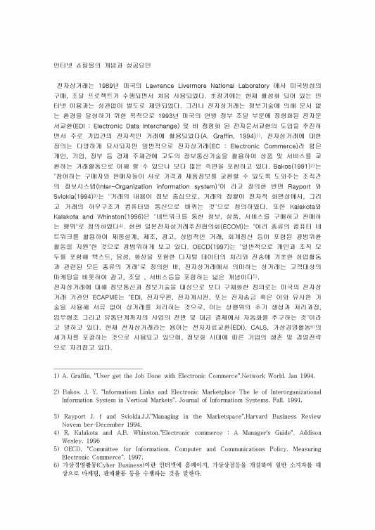 인터넷 쇼핑몰의 개념과 성공요인