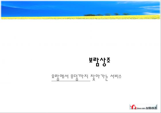 [보람상조] (보람상조서비스전략,보람상조기업분석,보람상조마케팅전략,상조산업분석) 요람에서 무덤까지 찾아가는 서비스.ppt