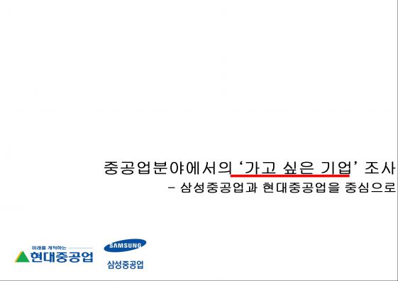 중공업분야에서의 ‘가고 싶은 기업’ 조사(삼성중공업과 현대중공업을 중심으로),삼성중공업,현대중공업,가고싶은기업,현대중공업인사관리,삼성중공업인사관리