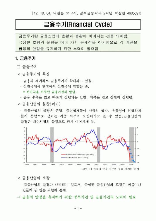 금융주기관련 레포트 입니다.