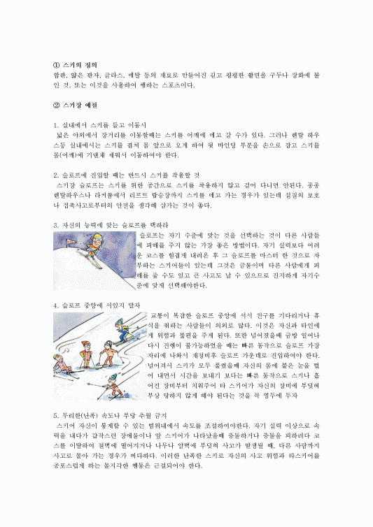[레져스포츠] 스키 주의사항
