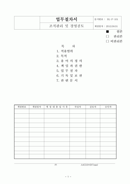 회사 업무절차서(ccc 공장심사 받는데 업무절차서 책만 있고 타이핑된 자료가 없어서 다 타이핑했어요.)