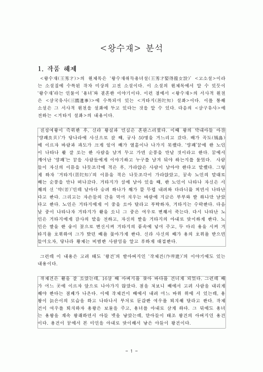 왕수재 레포트 자료