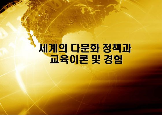 세계의 다문화 정책과 교육이론 및 경험.PPT자료