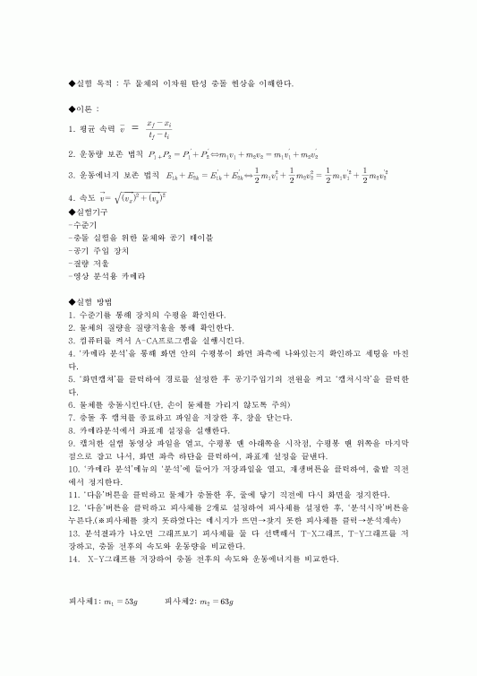탄성과 충돌 - 두 물체의 이차원 탄성 충돌 현상을 이해한다.