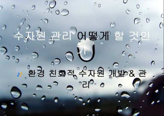 수자원 관리 레포트 자료