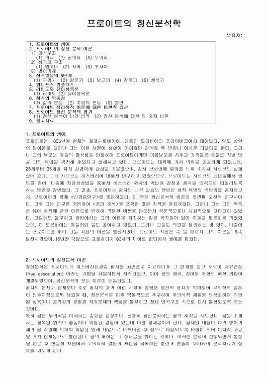 프로이트의 정신분석학