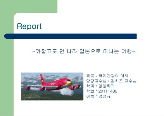 (조선대학교)국제 관광의 이해 레포트(일본으로 떠나는 배낭여행)