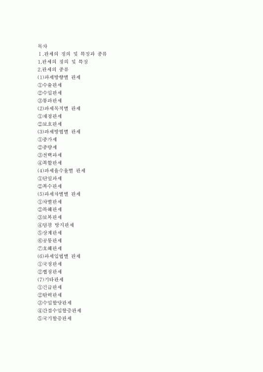 관세의 정의 및 특징 및 종류