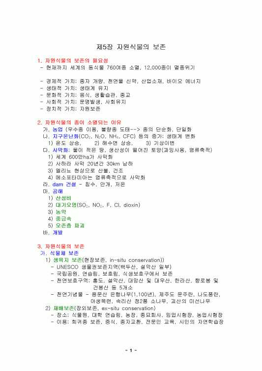 제5장 자원식물의 보존