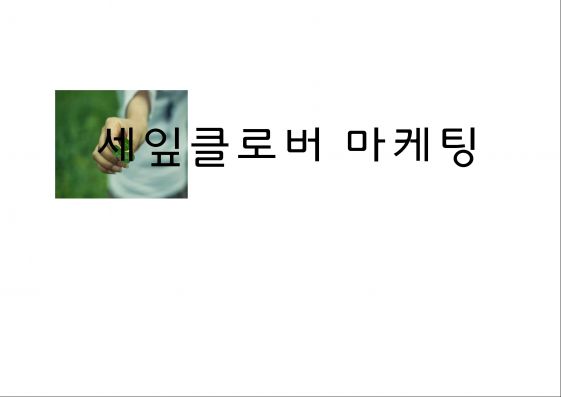 세잎클로버 마케팅 (커플마케팅,마일리지마케팅,세잎클로버마케팅,마케팅종류).PPT자료