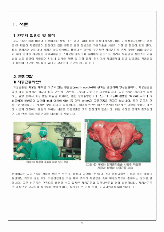 자궁근종 케이스 연구의 필요성 및 목적