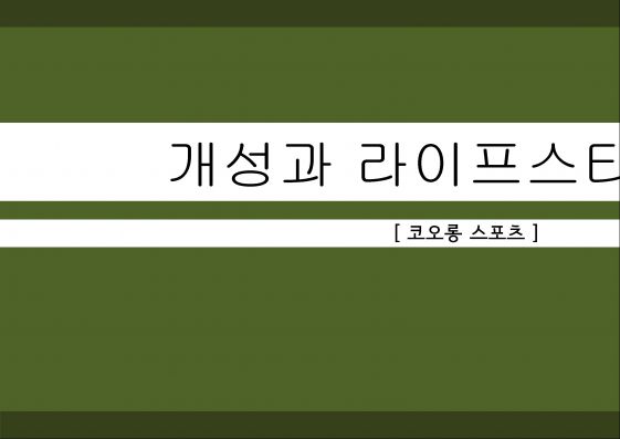 개성과 라이프스타일 [ 코오롱 스포츠 ] - 코오롱스포츠마케팅,코오롱스포츠경영,마케팅,브랜드,브랜드마케팅,기업,서비스마케팅,글로벌,경영,시장,사례,swot,stp,4p.PPT자료