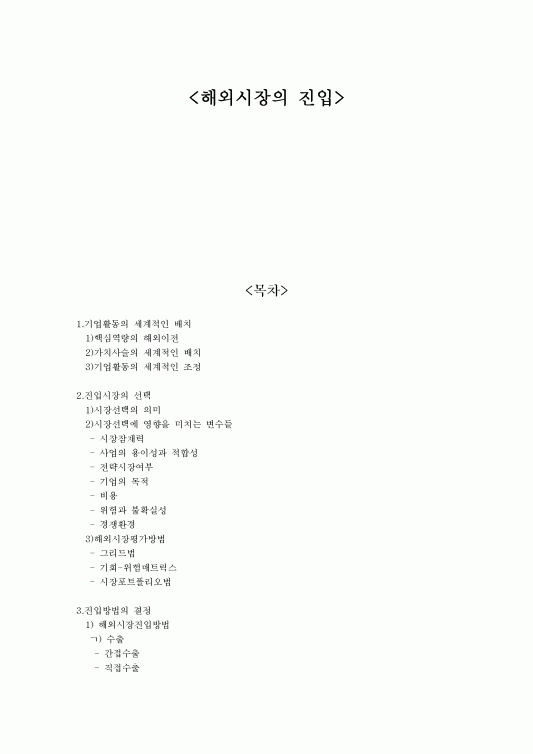 해외시장의 진입