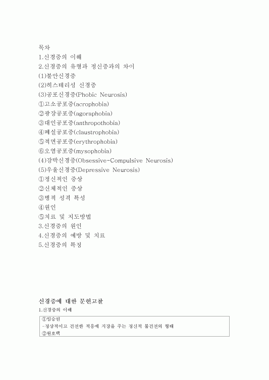 신경증에 대한 문헌고찰