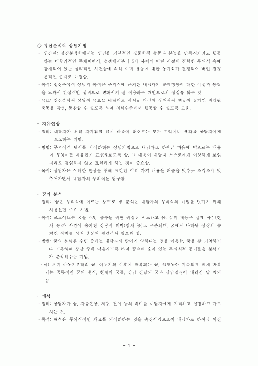 상담이론에 따른 상담기법