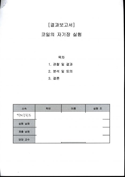 물리 실험 코일의자기장 실험[결과]