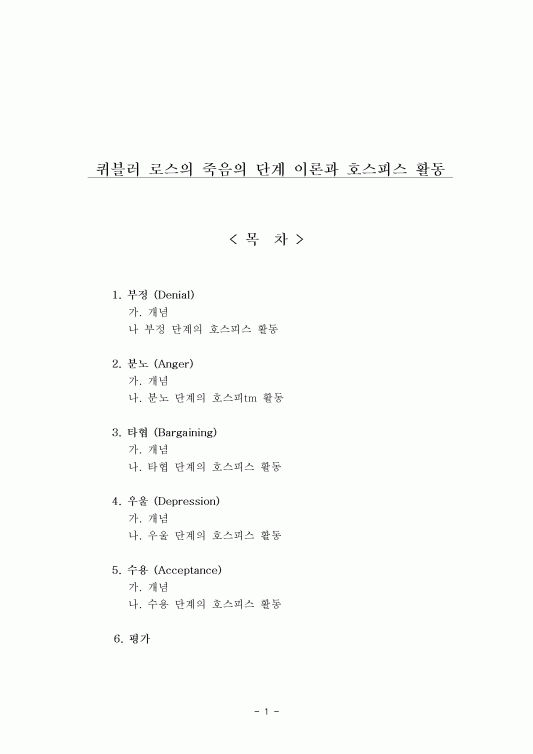 호스피스 활동과 죽음의 단계 이론