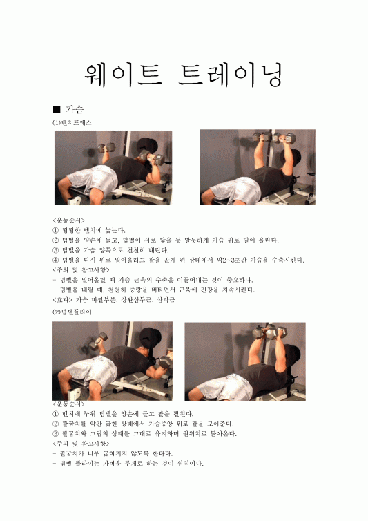 웨이트트레이닝(보디빌딩,웨이트트레이닝, 운동방법, 기구사용, 부위별 운동등)