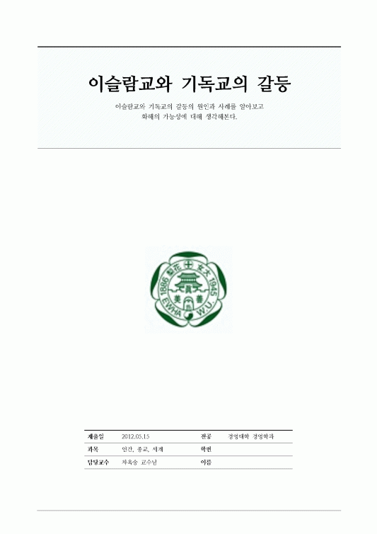 인간 종교 세계 레포트