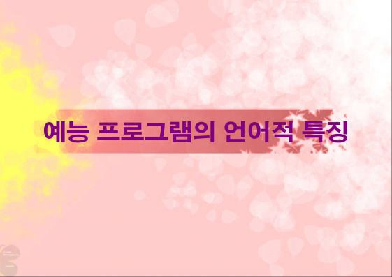 예능 프로그램의 언어적 특징 (버라이어티쇼)